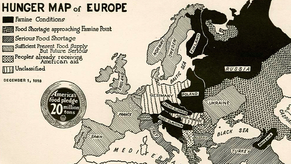 Map shows U.S. effort to feed Europe after WWI - Big Think