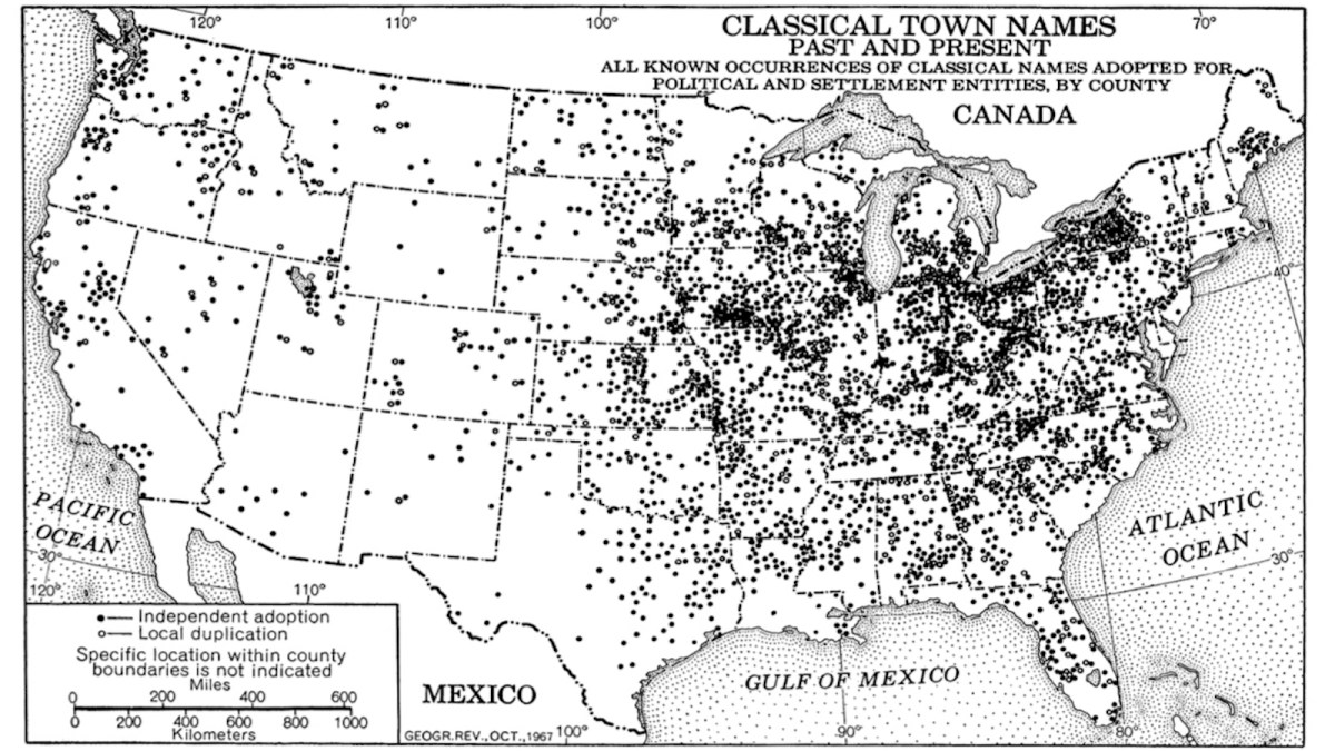 A map of classical town names in the U.S. - Big Think